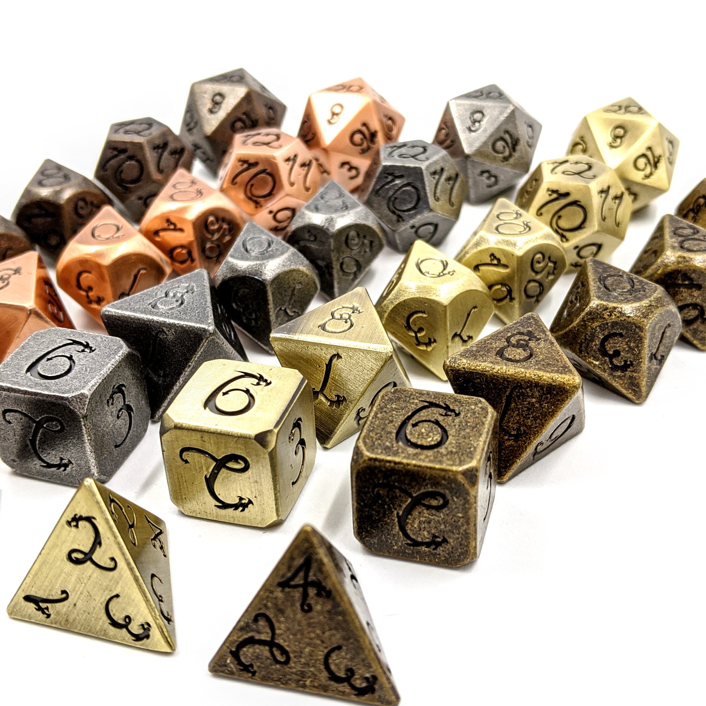 Metal Dice Sets - Mint & Mustard