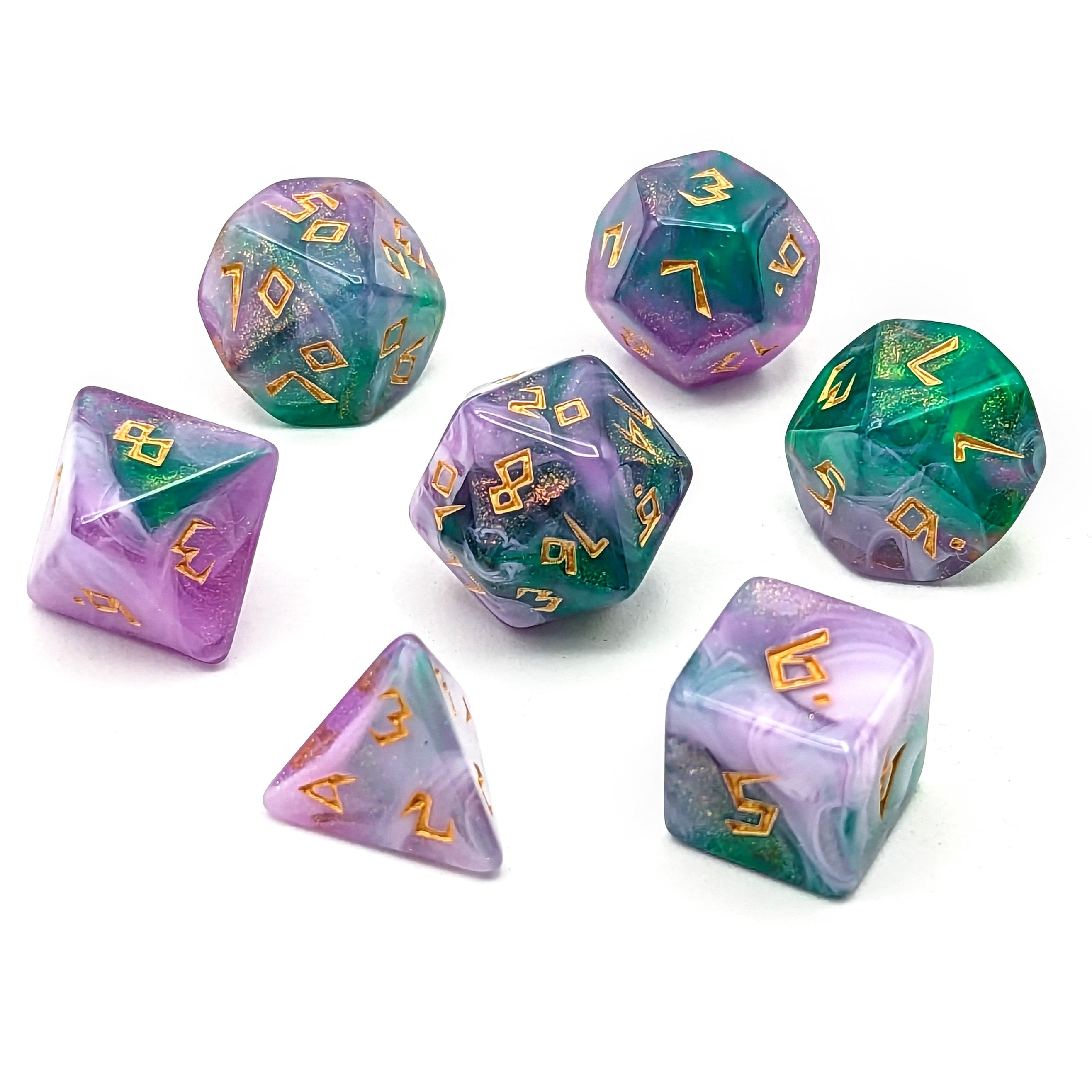 Rune Dice Sets - Mint & Mustard
