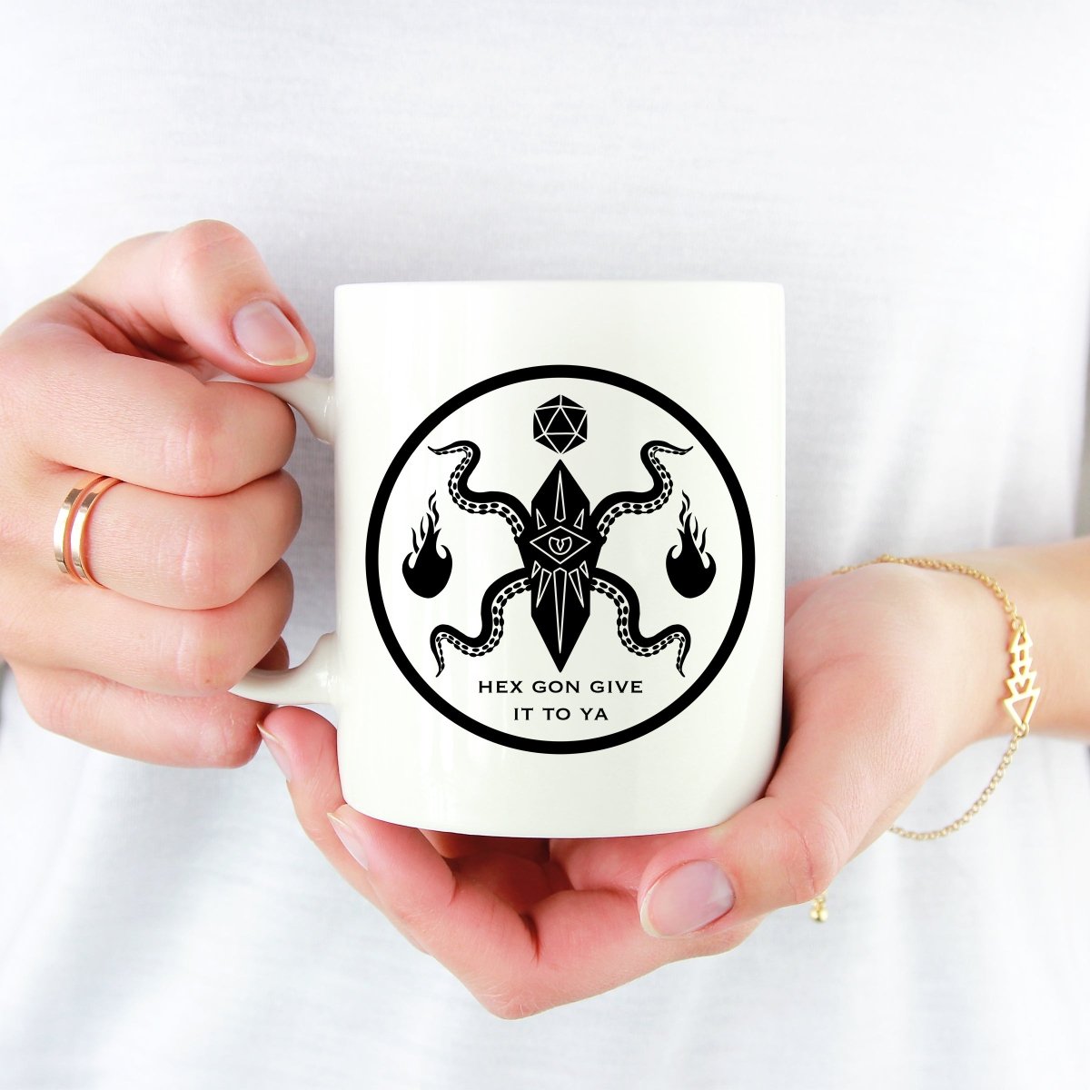 DnD Warlock Class Sigil Mug - Mint & Mustard