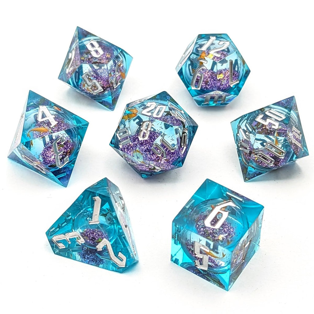 Fae Pond | Premium Liquid Core Dice Set - Mint & Mustard
