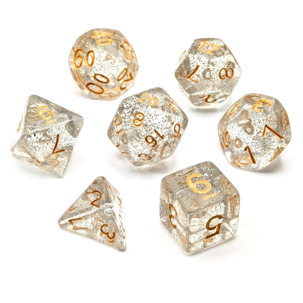 Silver Sparkle | Dice Set - Mint & Mustard