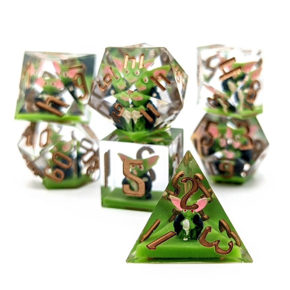 Dice Goblin | Premium Sharp Edge Dice Set - Mint & Mustard